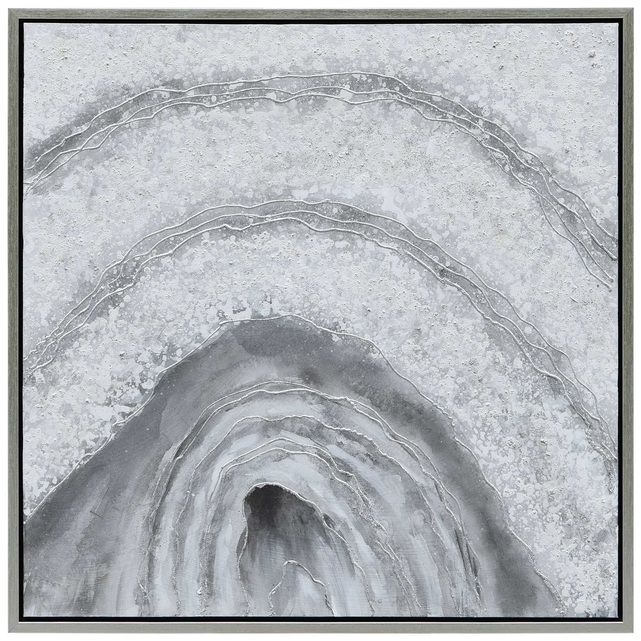 Free Shipping! Empire Art Gray Cave Textured Metallic Hand Painted Wall ...