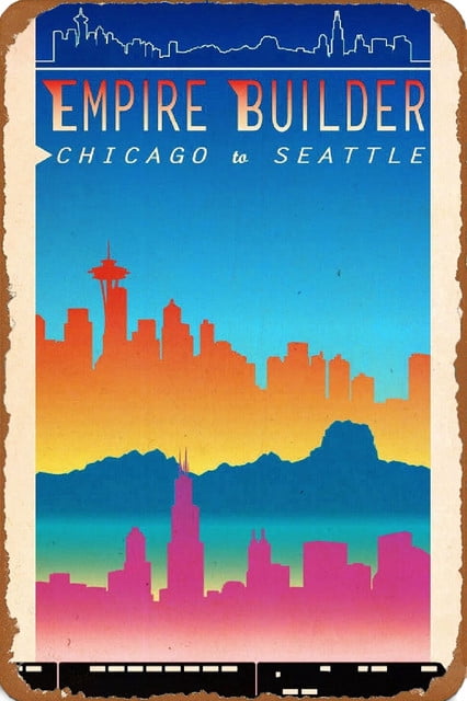 Empire Builder Chicago to Seattle Train Railroad Travel Advertisement ...