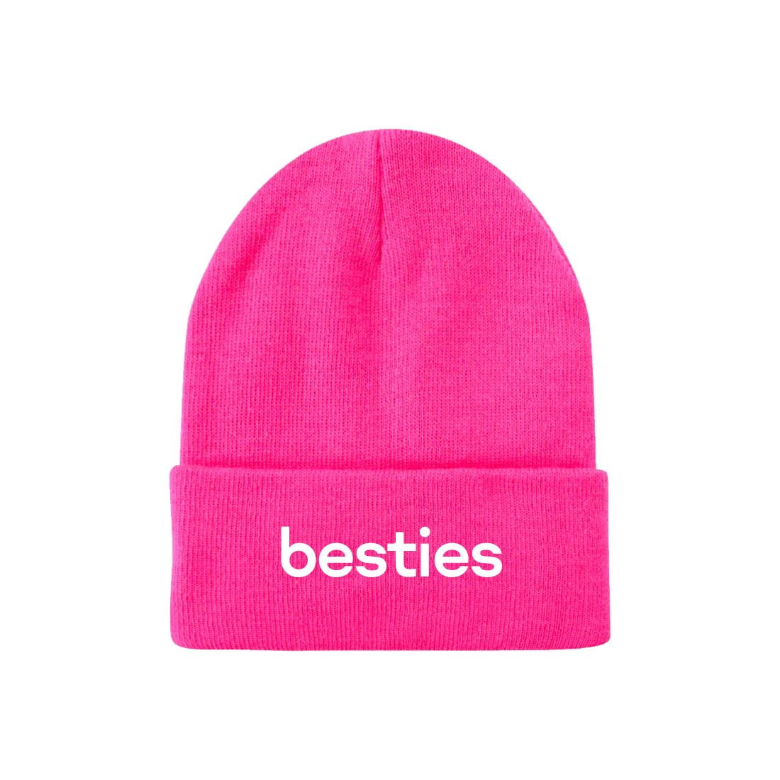 Empire Cove Besties Cuffed Beanie Embroidered Hot Pink - Walmart.com