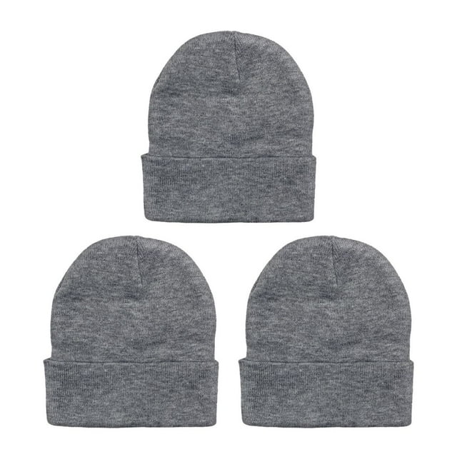 Empire Cove Cuffed Knit Beanie 3 Pack Set Heather Grey - Walmart.com