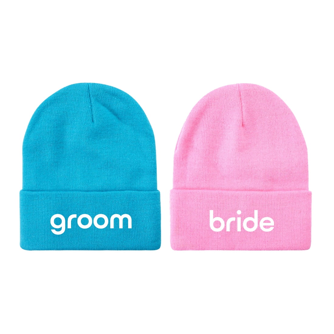 Empire Cove Gift Set for Bride Groom - 2 Cuffed Beanies Embroidered for ...