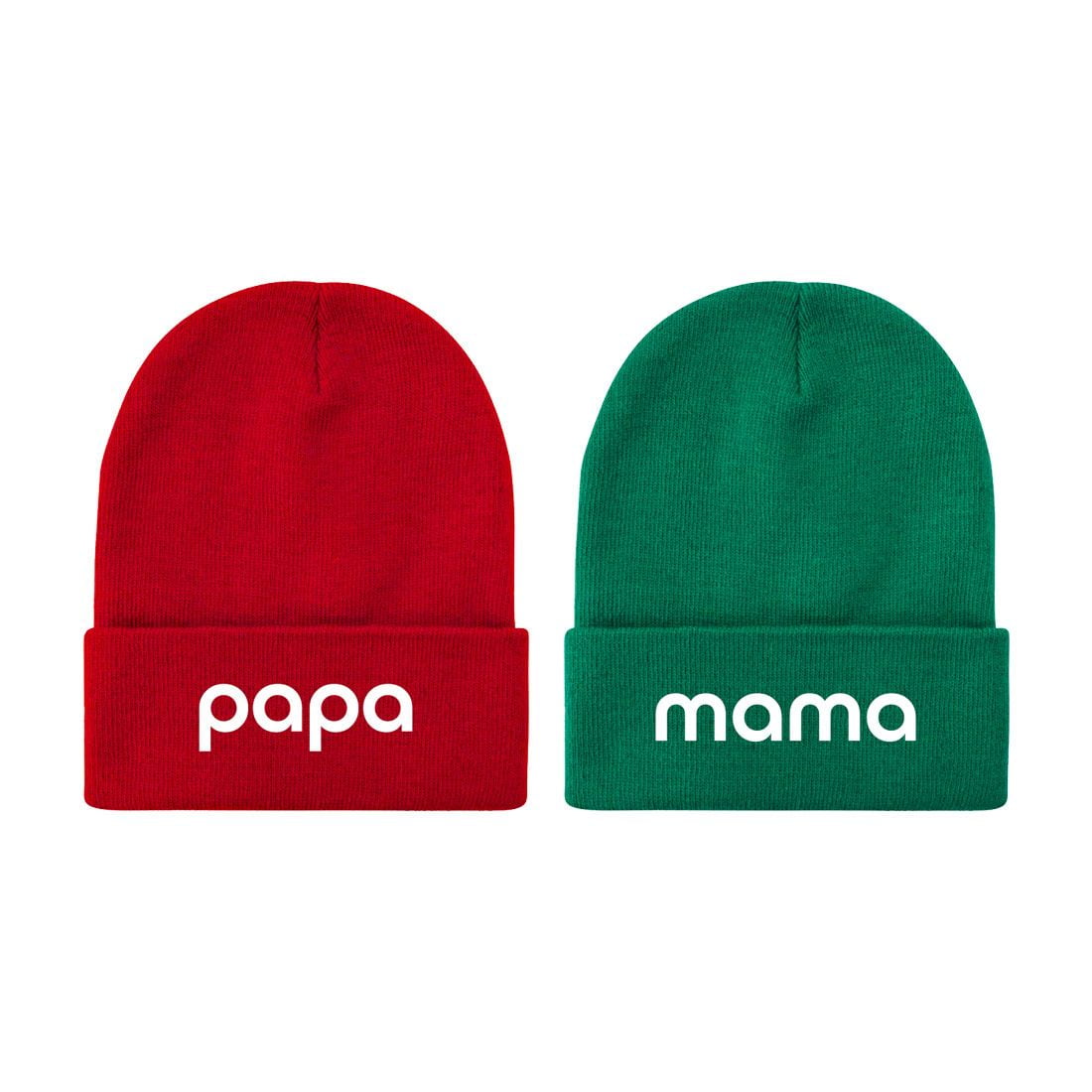 Empire Cove Gift Set for Mama - Papa - 2 Cuffed Beanies Embroidered ...