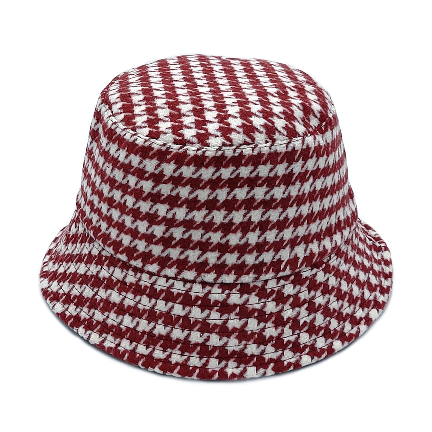 Empire Cove Womens Houndstooth Print Bucket Hat Fishermans- Burgundy ...