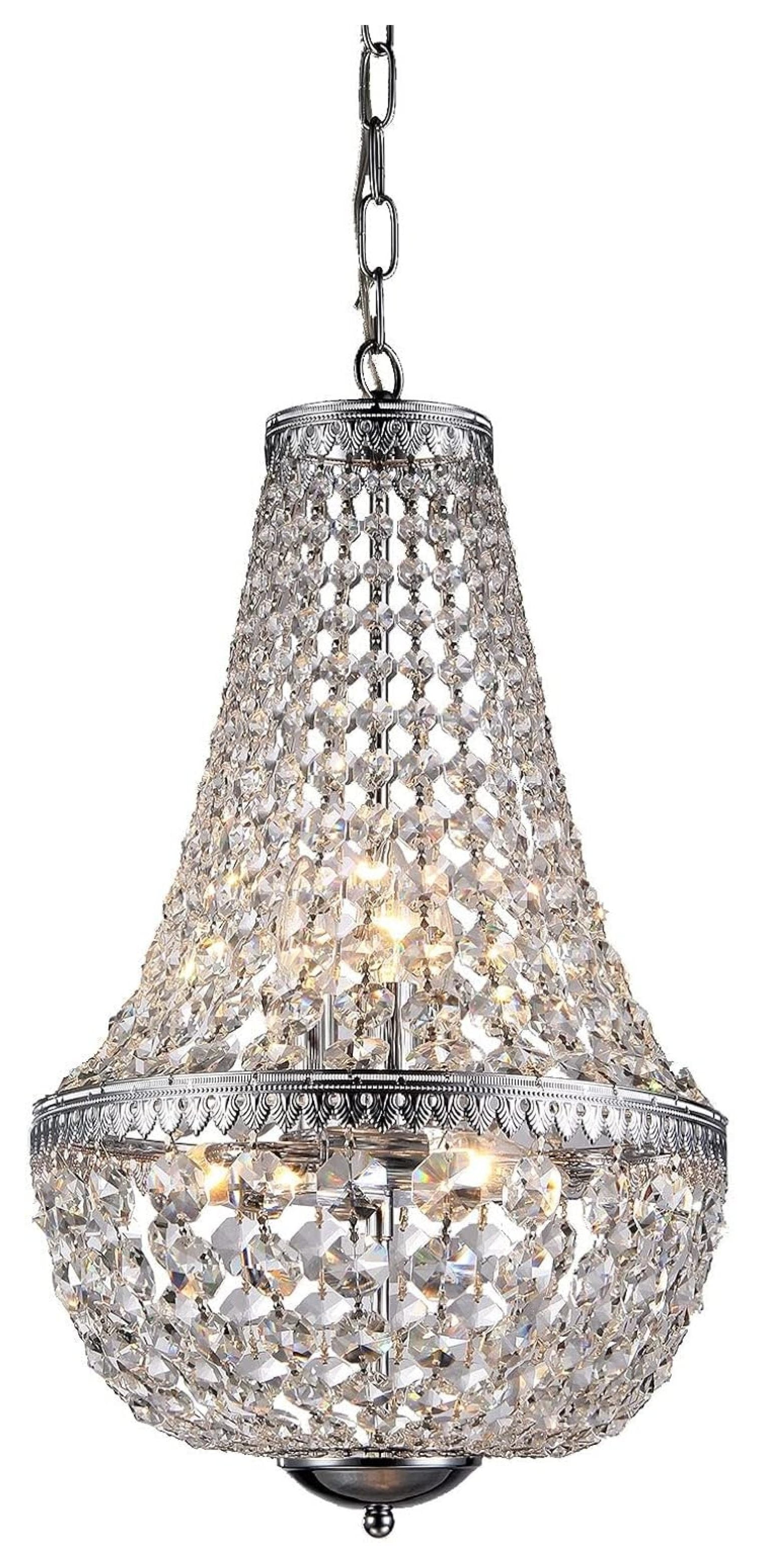 Empire Crystal Chandelier, 6 Lights Glam Lighting Fixture with Chrome ...