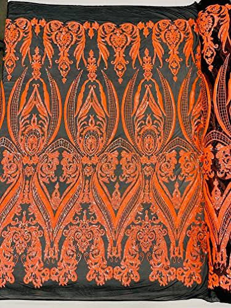 , Empire Damask Design With Sequins Embroider On A 4 Way Stretch Mesh ...