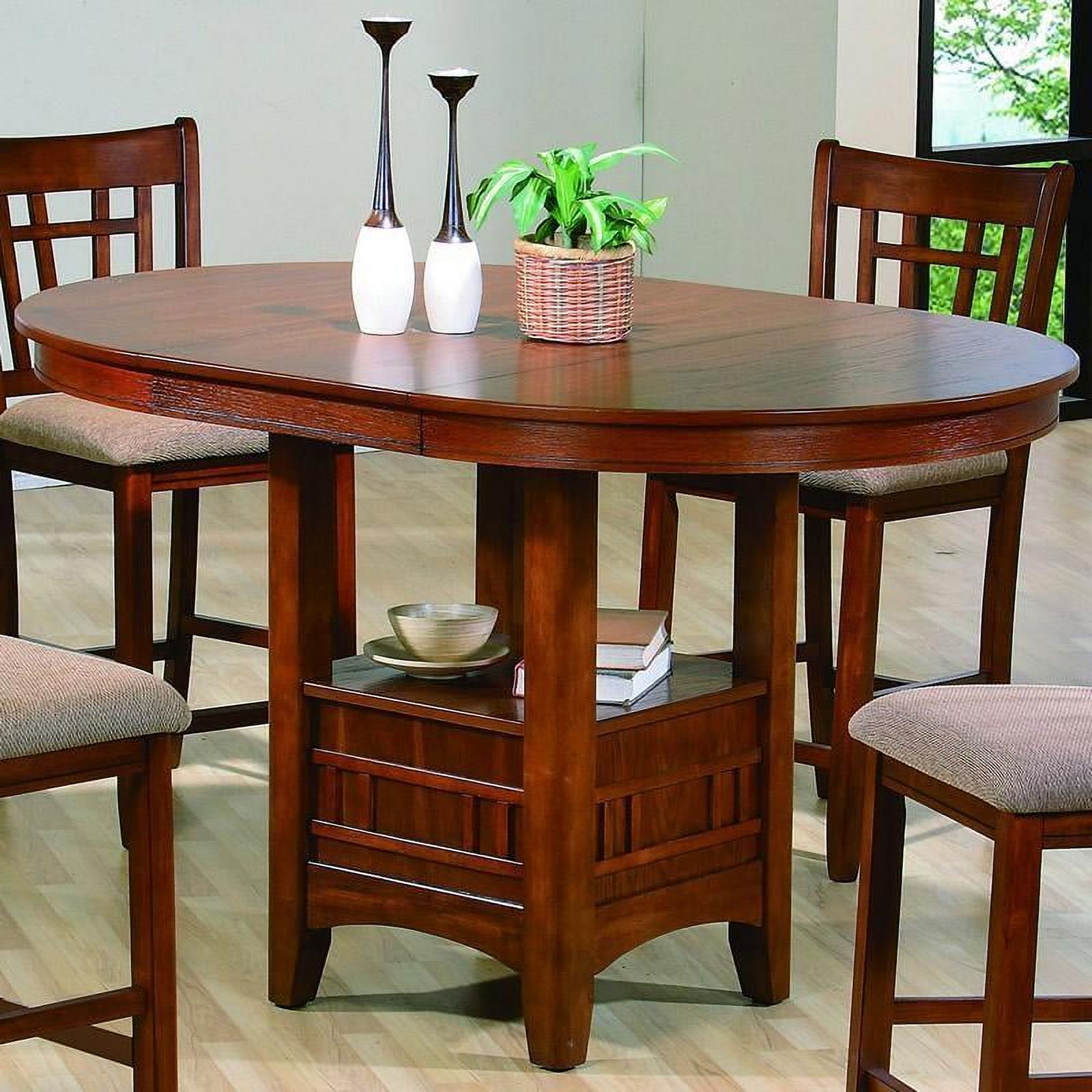Empire Dark Oak Counter Height Oval Dinig Table with Pedestal and ...