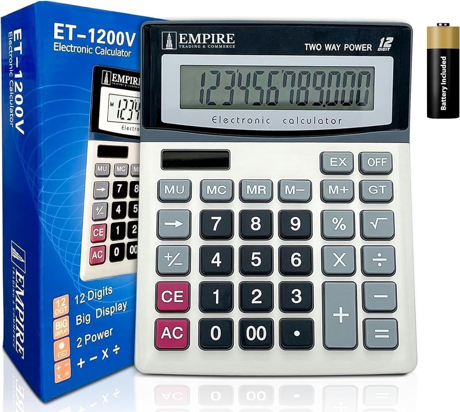 Empire Desk Calculator with Large Key Buttons, 12-Digit Large Eye ...