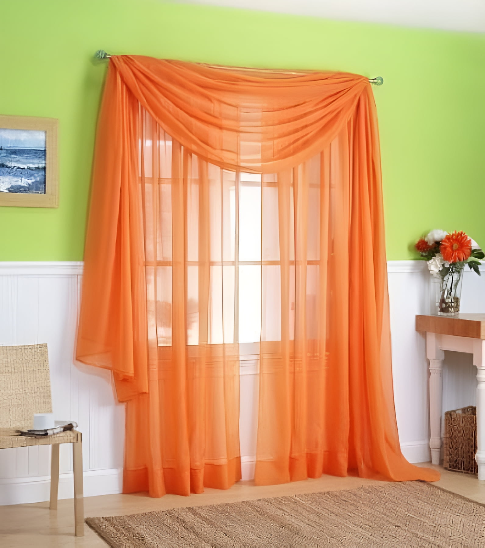 Empire Home Solid Sheer Window/ Wedding 55" Wide X 216" Long Scarf ...