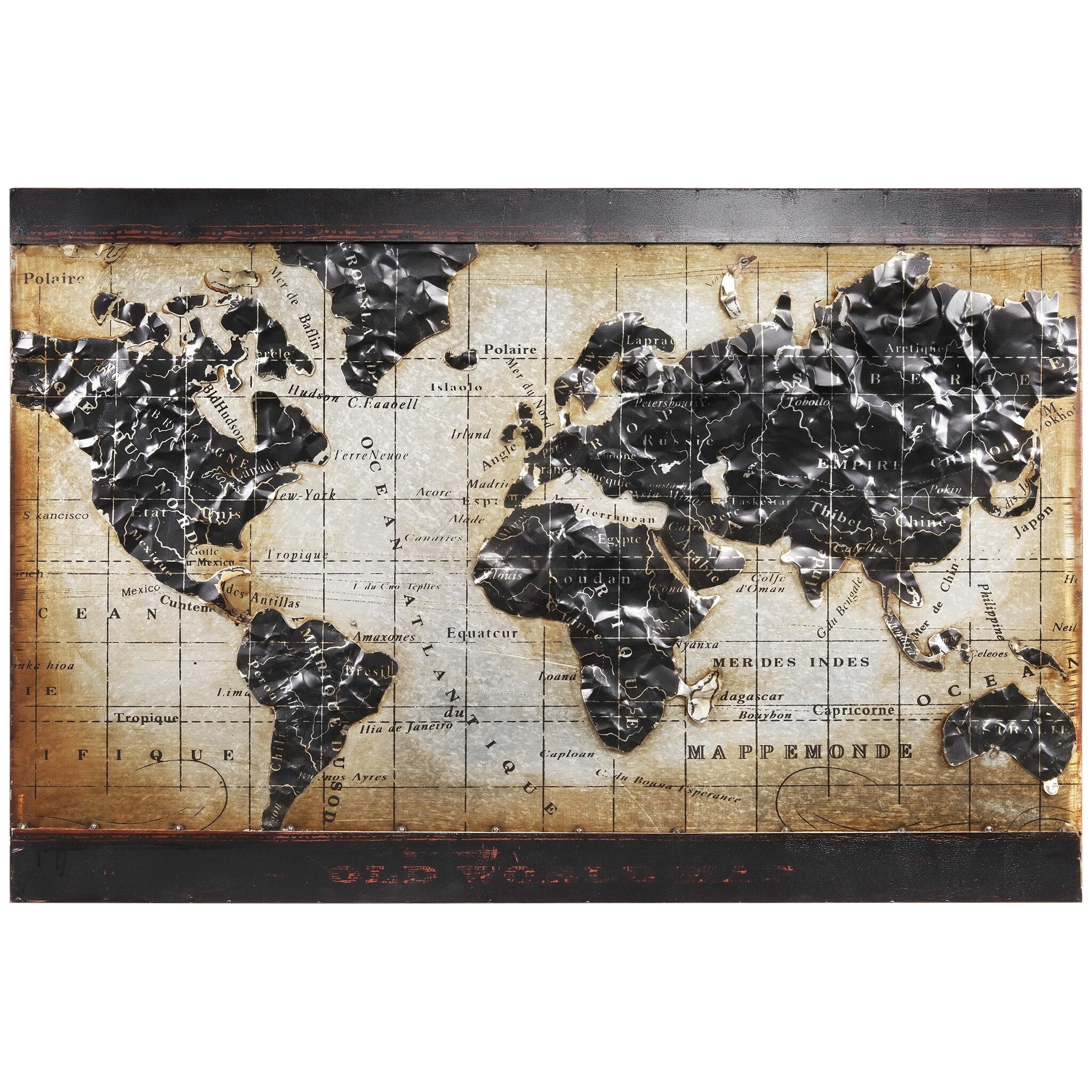 Empire Industrial Art Direct World Map 2 Hand Painted 3D Wall Sculpture ...