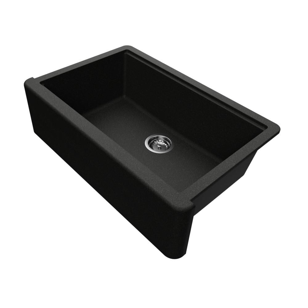 Empire Industries Self-Trimming Quartz Composite 33" Farmhouse Single Bowl Kitchen Sink Black ...