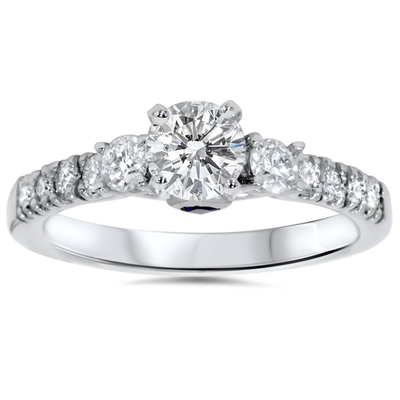 Empire Jewel 1.3 Ct Round Cut Diamond Rings for Her - 14K White Gold ...