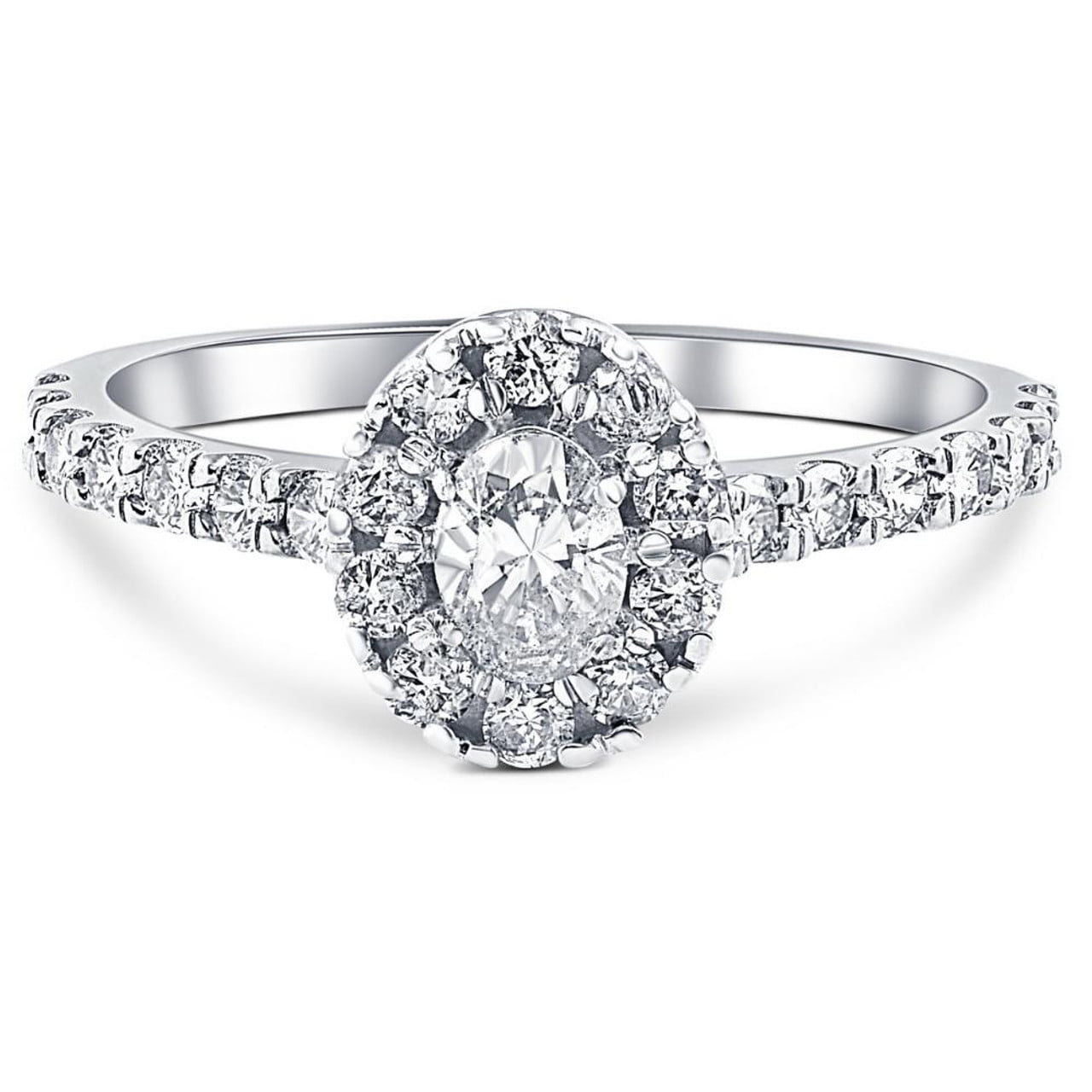 Empire Jewel 14K White Gold Over Rings For Her - 1.4 Ct Oval Cut ...
