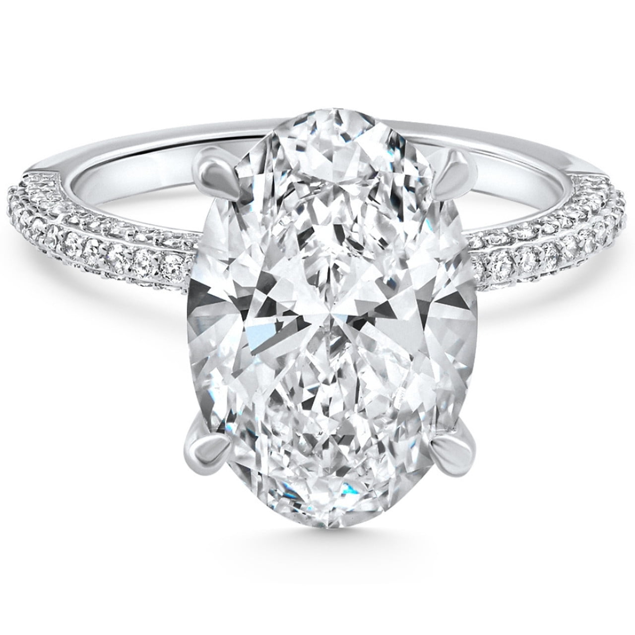 Empire Jewel 14K White Gold Over Rings For Her - Oval Cut 2 Ct VVS1/D ...