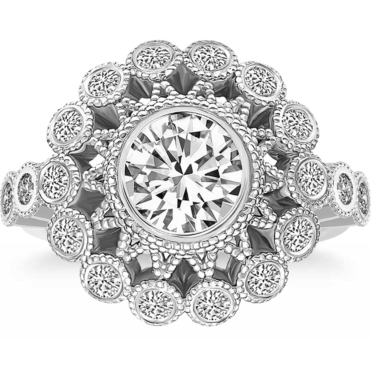 Empire Jewel 14K White Gold Over Wedding Anniversary Rings - 1.8 Ct ...