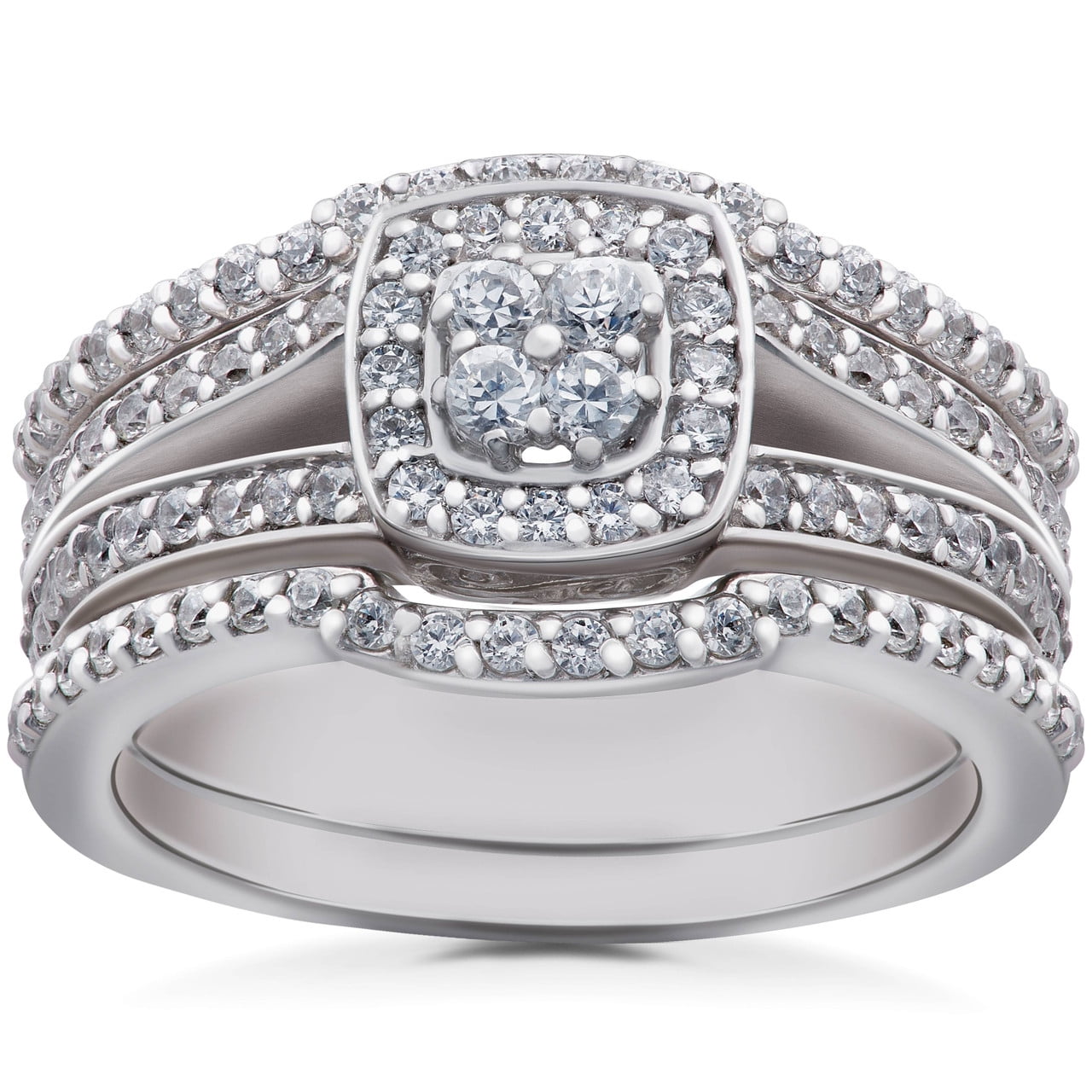 Empire Jewel White Gold Over 14K Silver Diamond Rings - 1 Ct Round ...