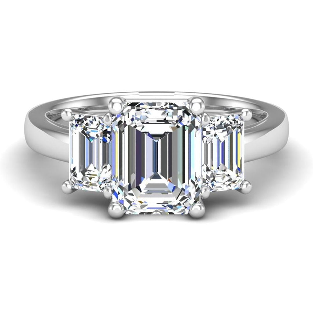 Empire Jewelry 2.1 Ct Emerald Cut Moissanite Ring for Women - 3 Stone ...