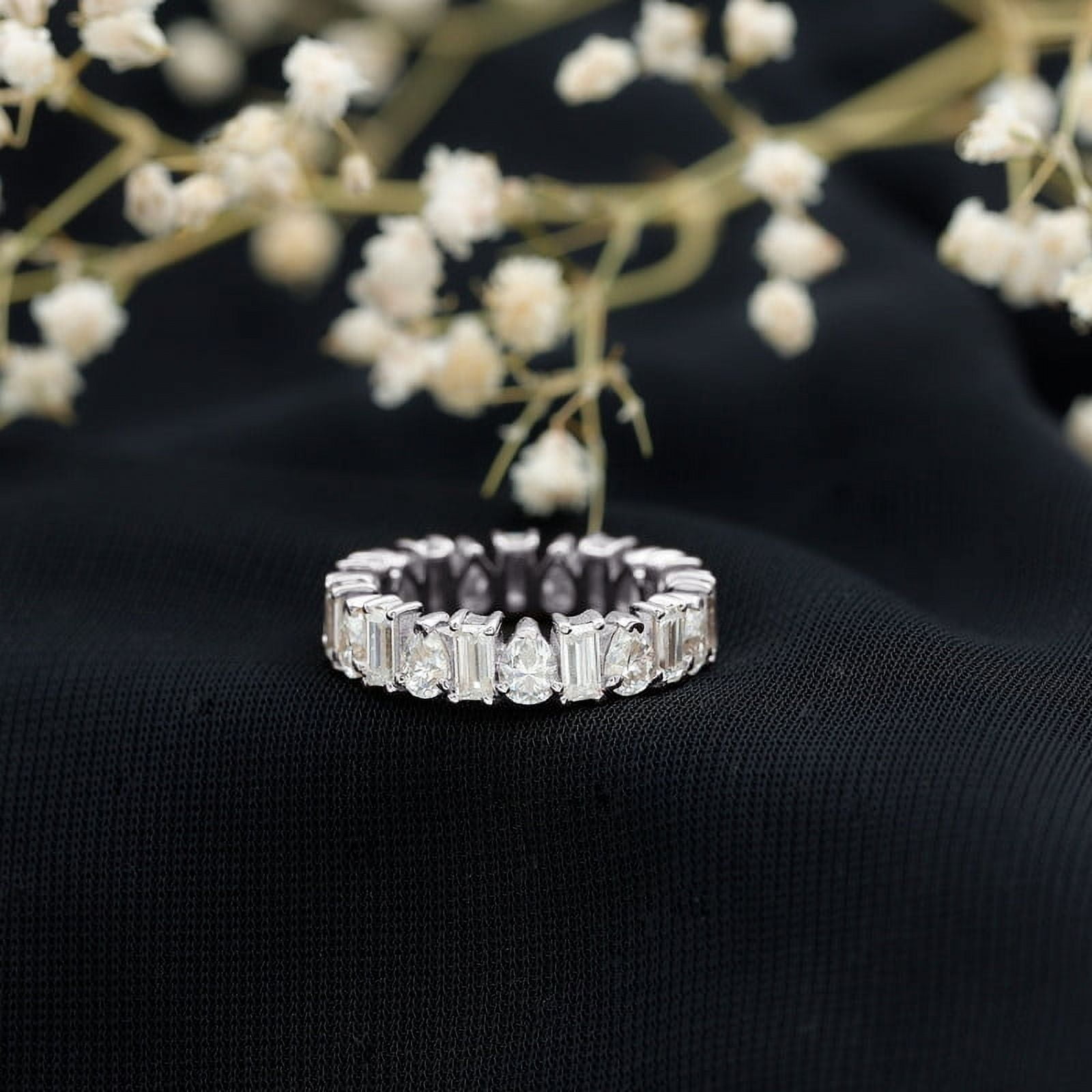 Empire Jewelry 2.8 Ct VVS1/D Pear Cut Diamond Wedding Anniversary Band - 14K White Gold Plated ...