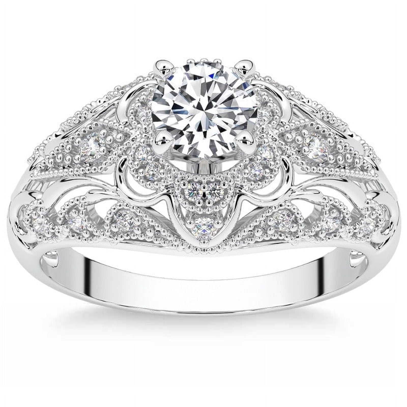 Empire Jewelry Distinctive 1.2 Ct Round Cut Moissanite Ring - 14K White ...