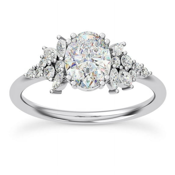 Empire Jewelry Graduated Mixed-Shape Diamond Ring for Women - 2 Ct Oval ...