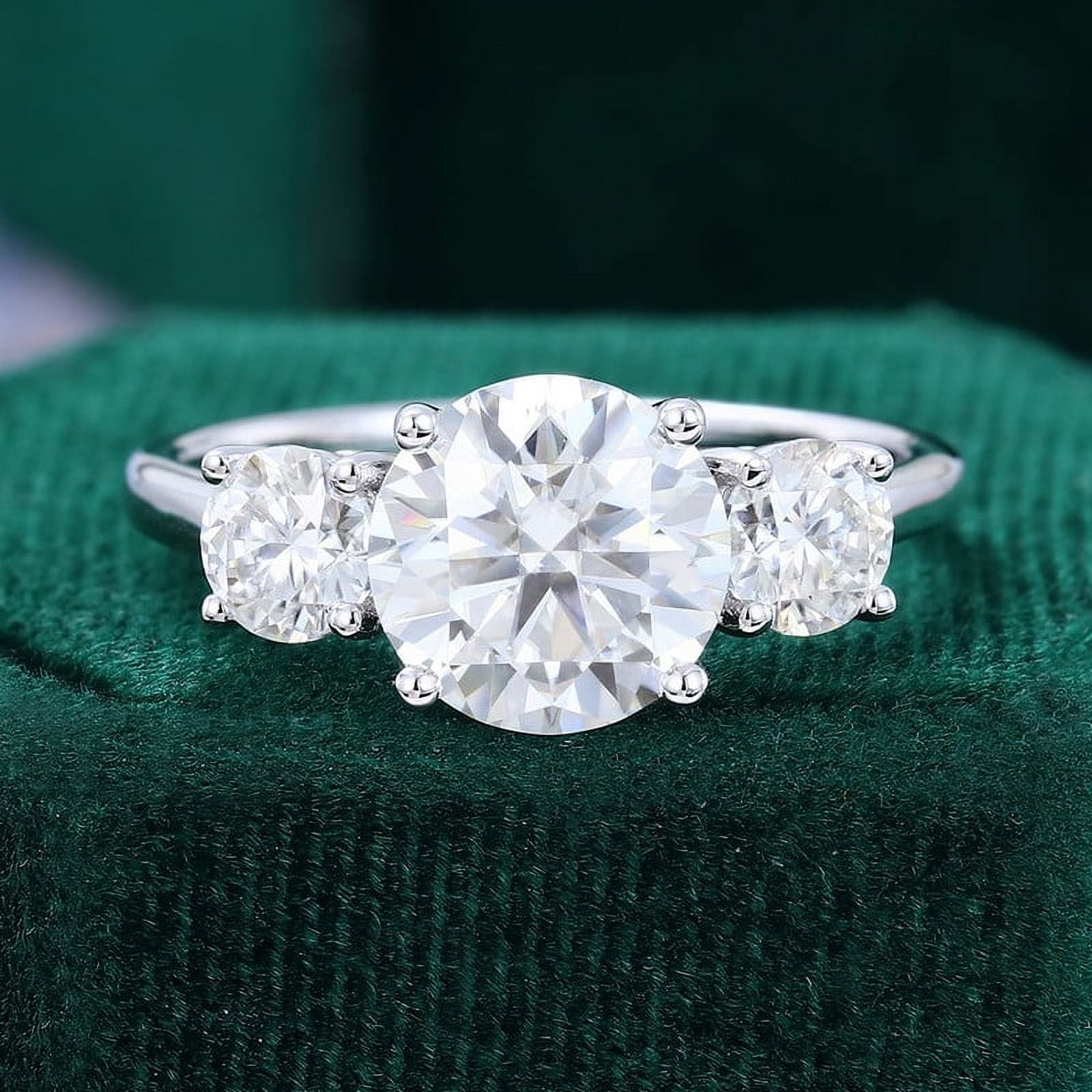 Empire Jewelry Silver 14K White Gold Plated Ring - Round Cut Excellent ...
