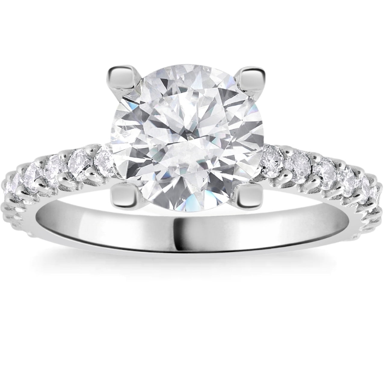 Empire Jewelry Stamped 14K White Gold Plated Ring - 2.2 Ct Moissanite ...
