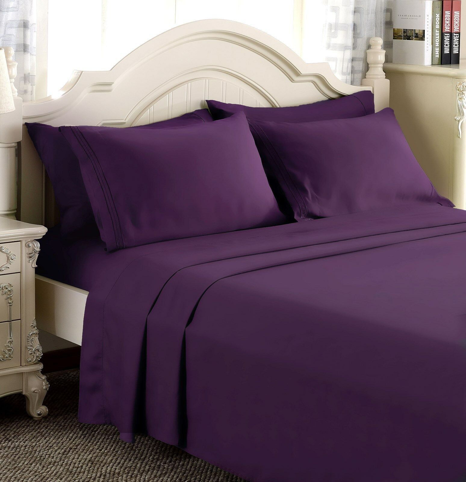 Empire Linen 1800 Series Deep Pocket 4pc Bed Sheet Set King Size Plum
