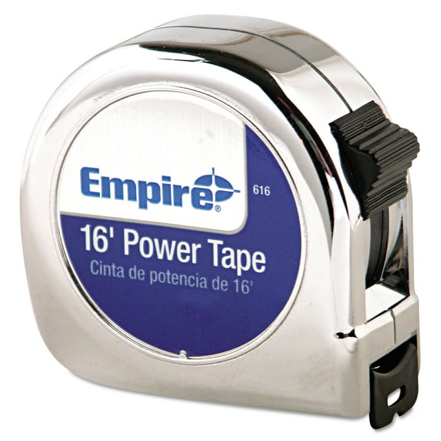 Empire Power Tape Measure, 3/4" x 16ft, Metal Case, Chrome, 1/16 ...