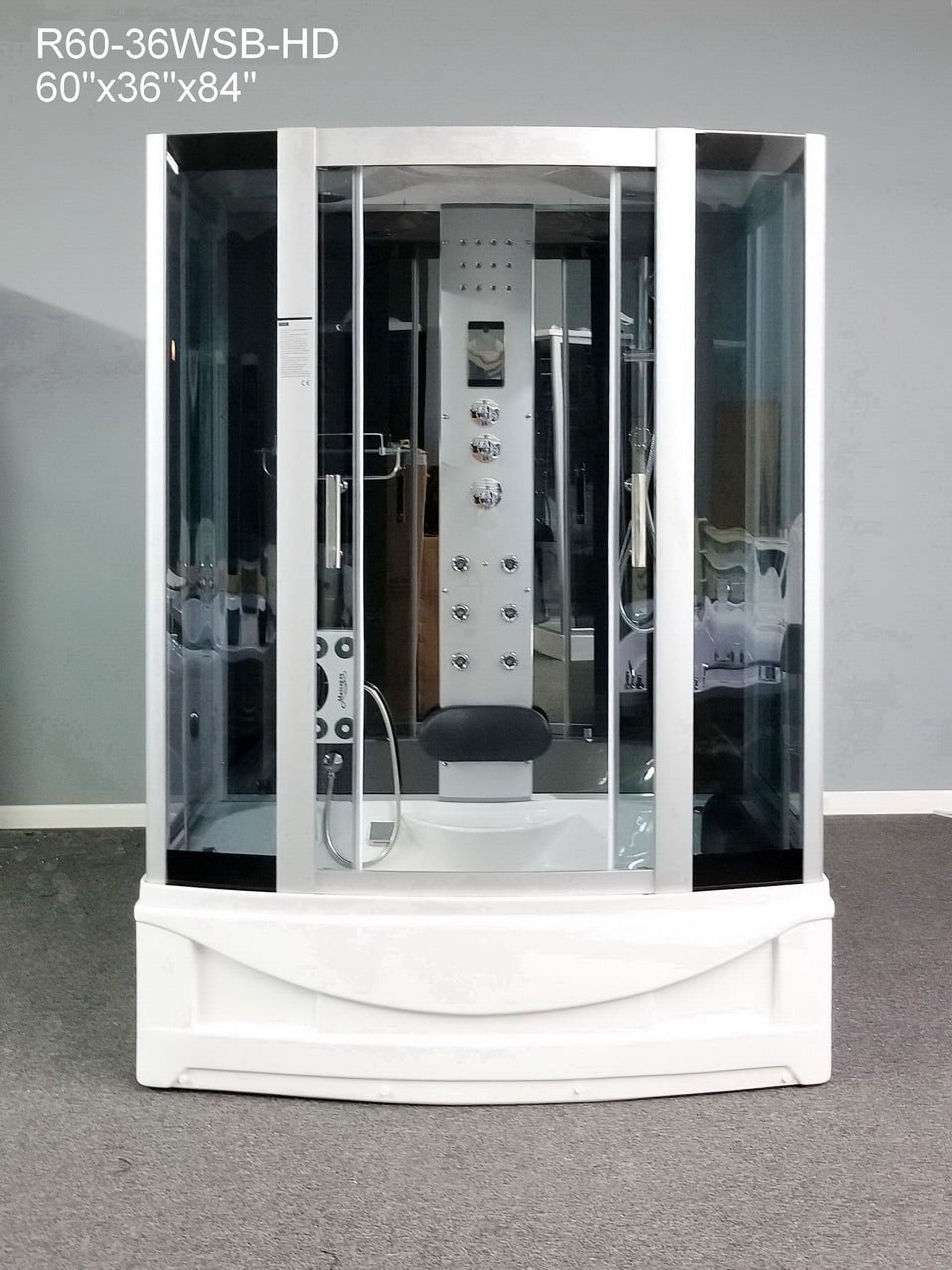 EmpireShower ER60-36WSB-HD Whirlpool Steam Shower Bathtub with ...