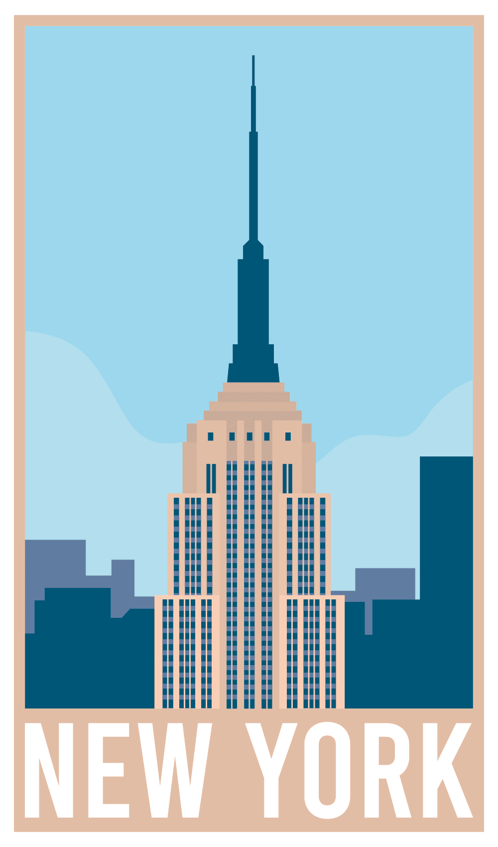 Empire State Building Image Adhesive Vinyl Sticker Decoration 30" x 34 ...