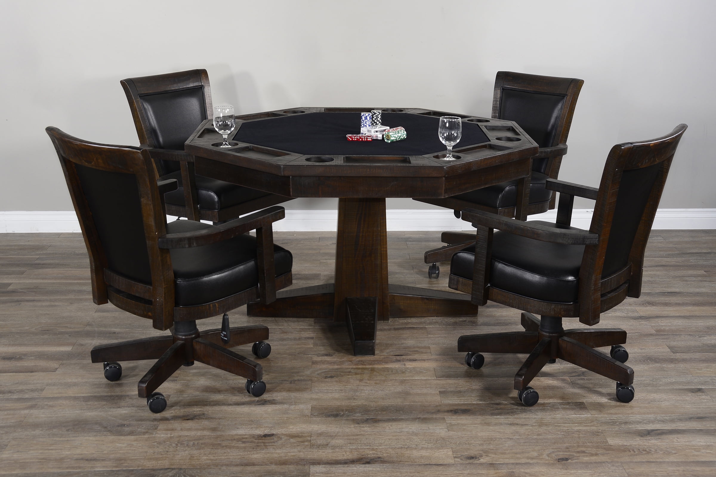 Empire USA Blaze Poker Game & Dining Table Set w/ 4 Game Chairs ...