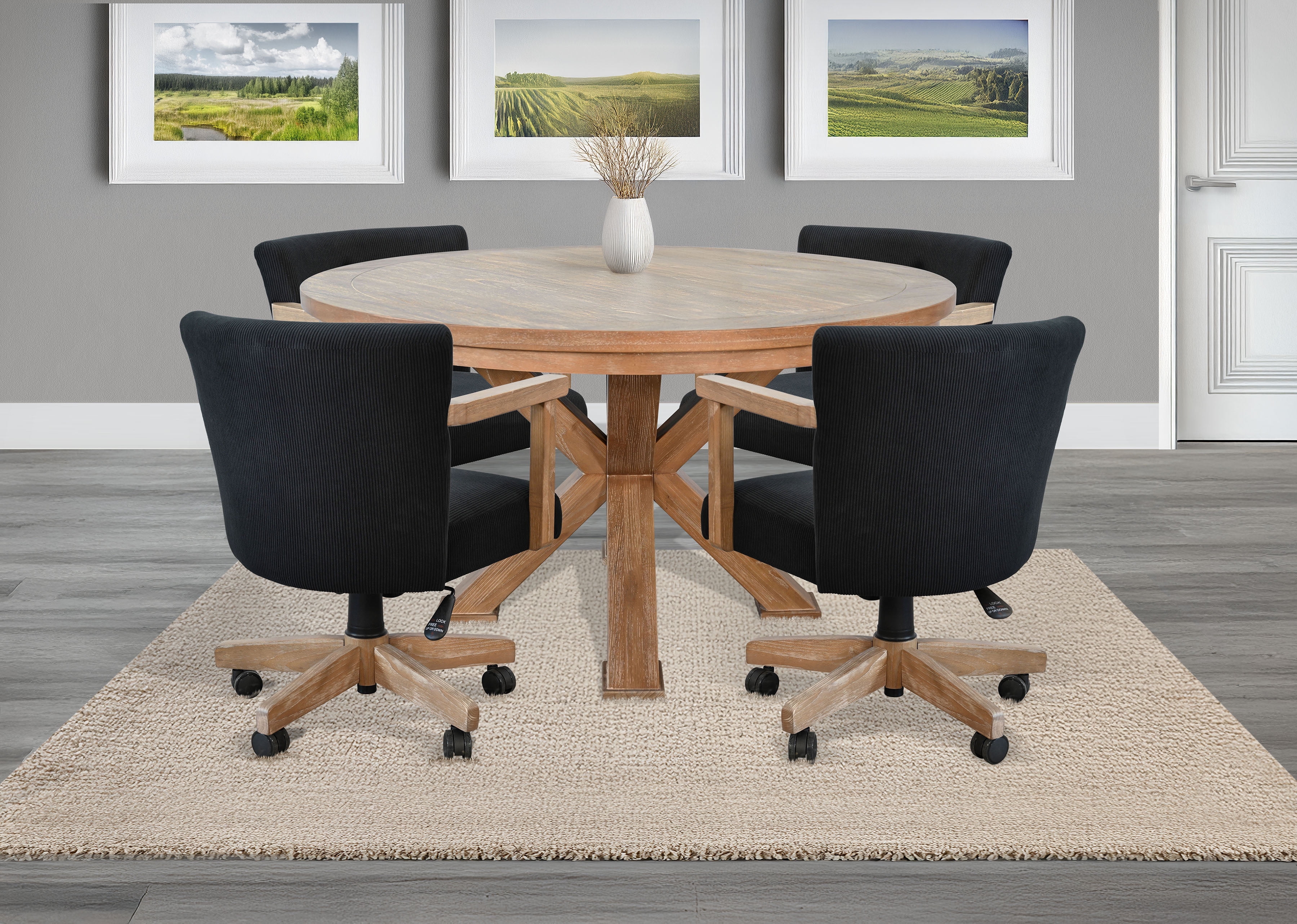 Empire USA Chic Poker Game & Dining Table Set w/ 4-6 Game Chairs (Oak ...