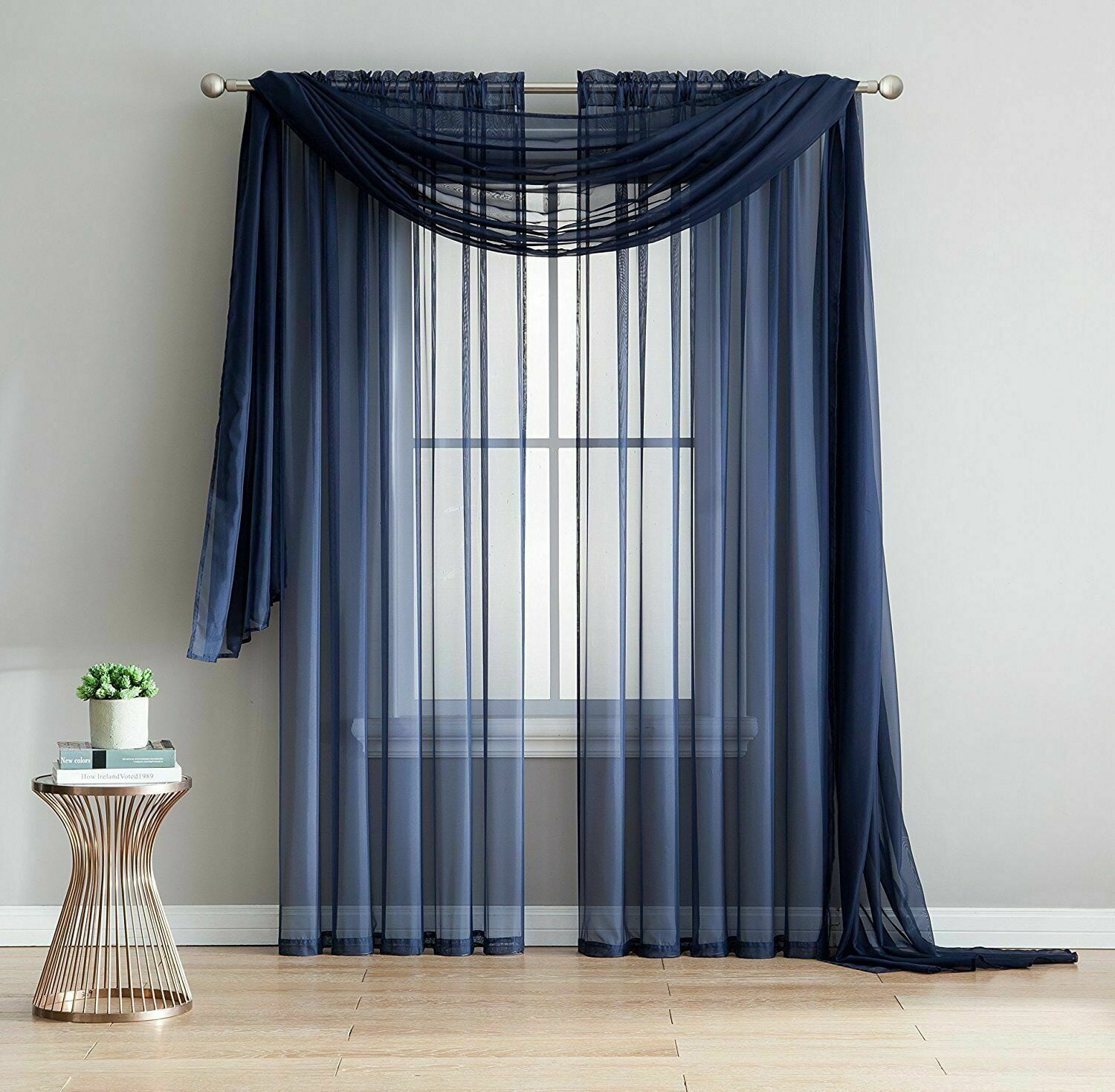 Empire's 216" Long Sheer Curtain Window Valance / Scarf Over 20 Colors ...