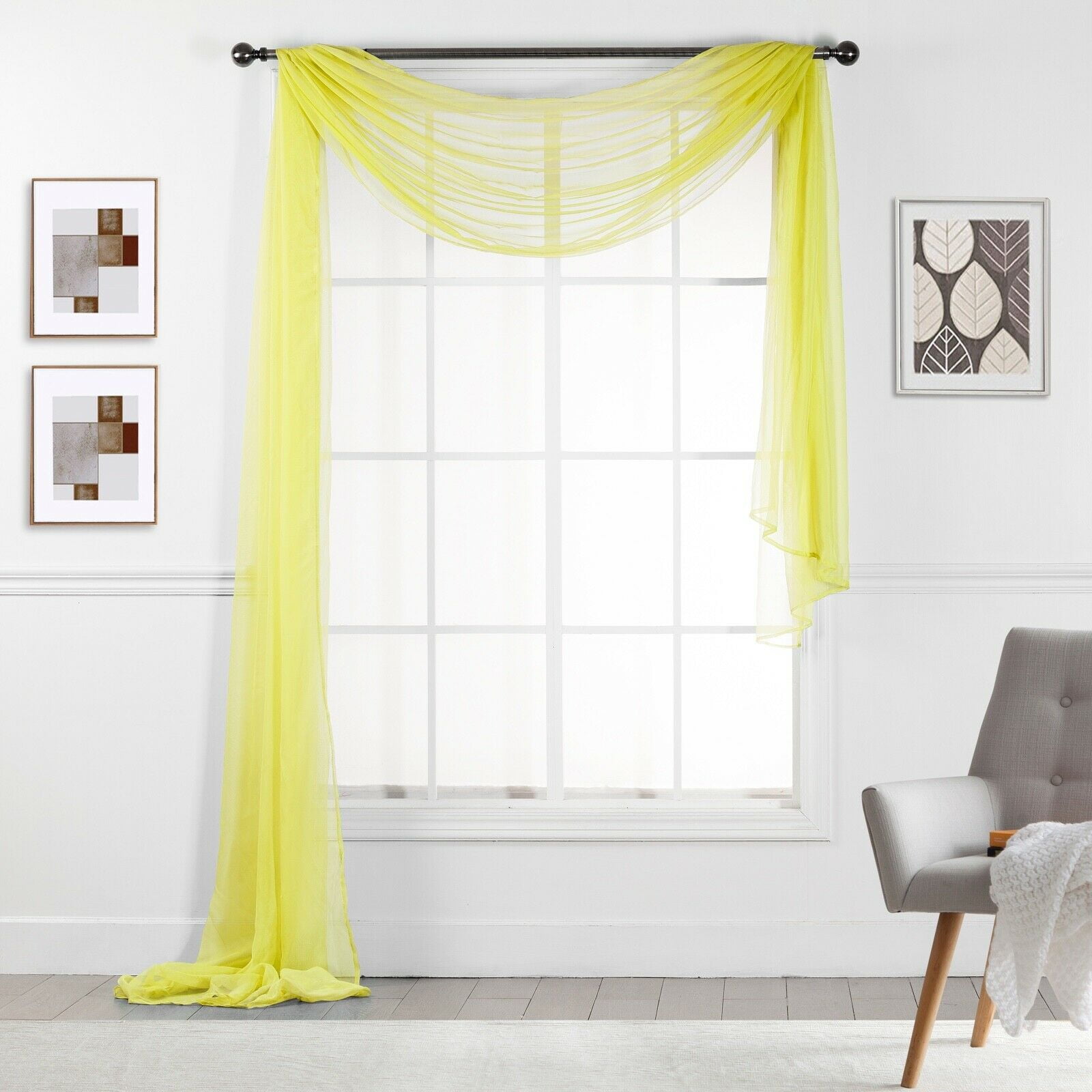 Empire's 216" Long Sheer Curtain Window Valance / Scarf Over 20 Colors ...