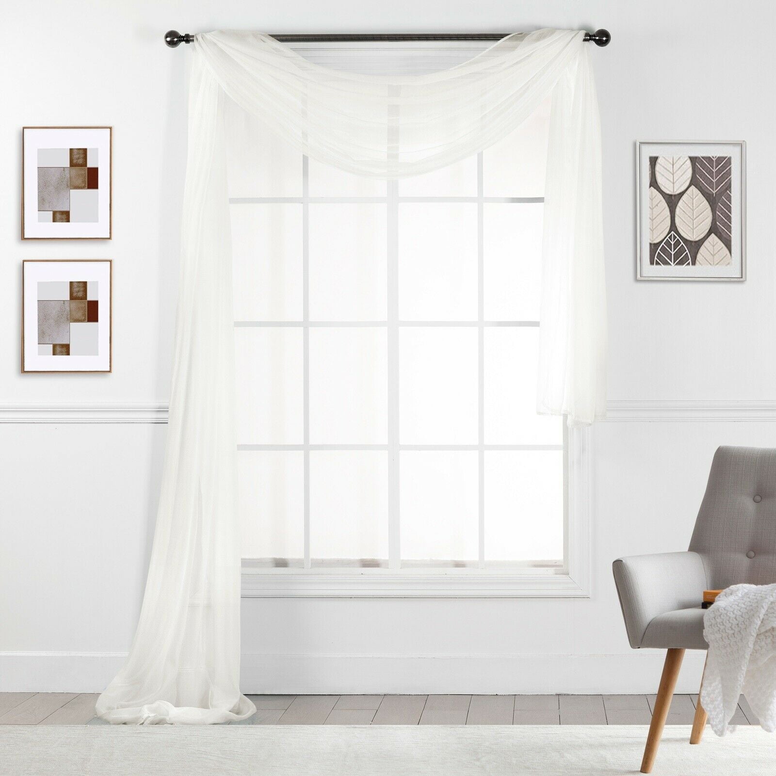 Empire's 216" Long Sheer Curtain Window Valance / Scarf Over 20 Colors ...