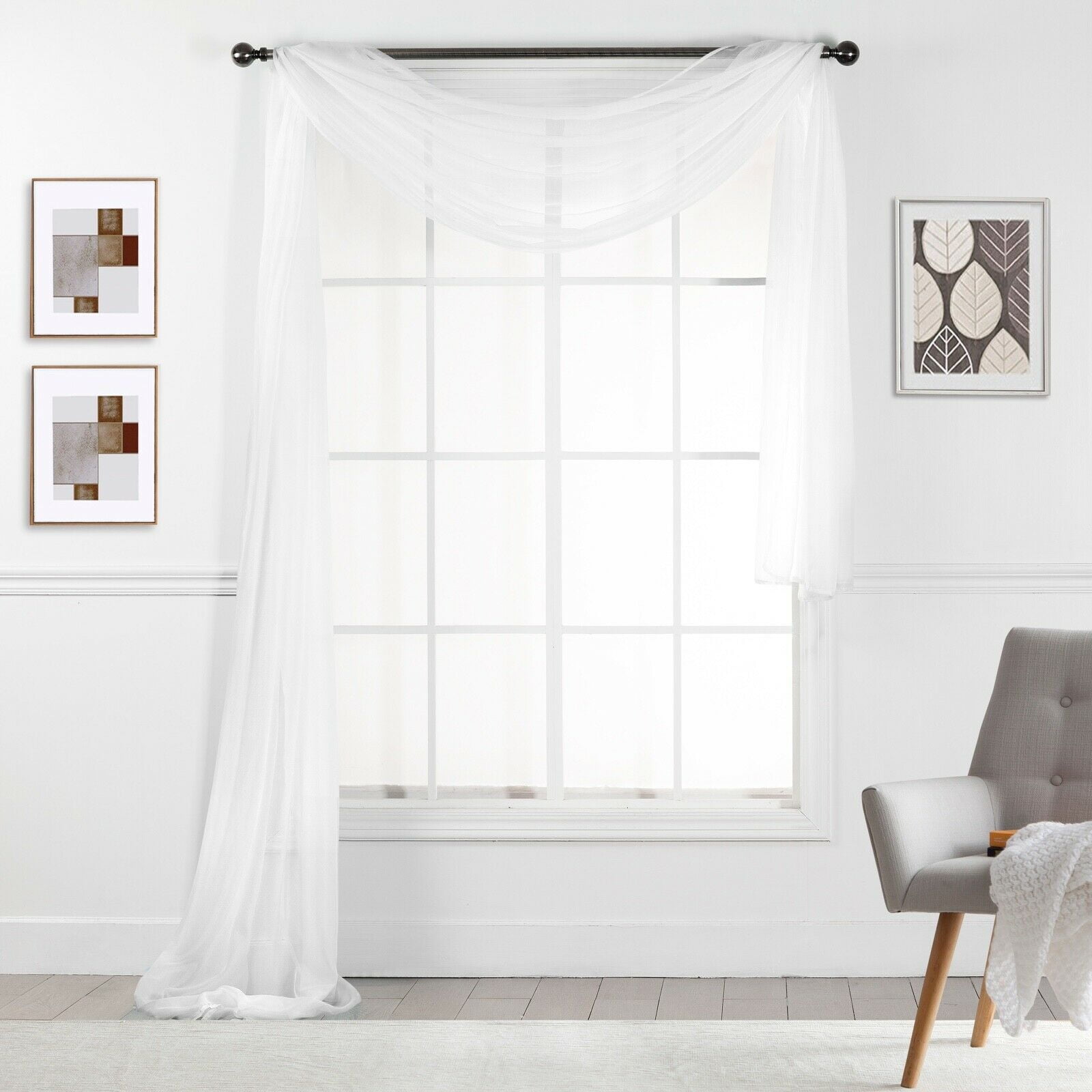 Empire's 216" Long Sheer Curtain Window Valance / Scarf Over 20 Colors ...