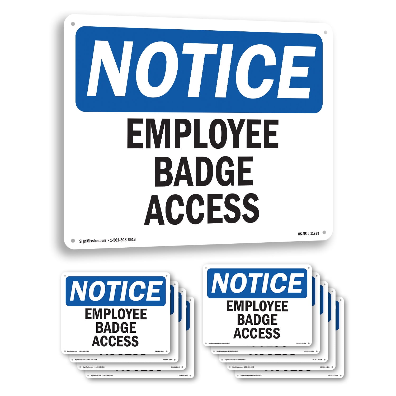 Employee Badge Access OSHA Notice Rigid Plastic Sign 18 Inch x 12 Inch ...