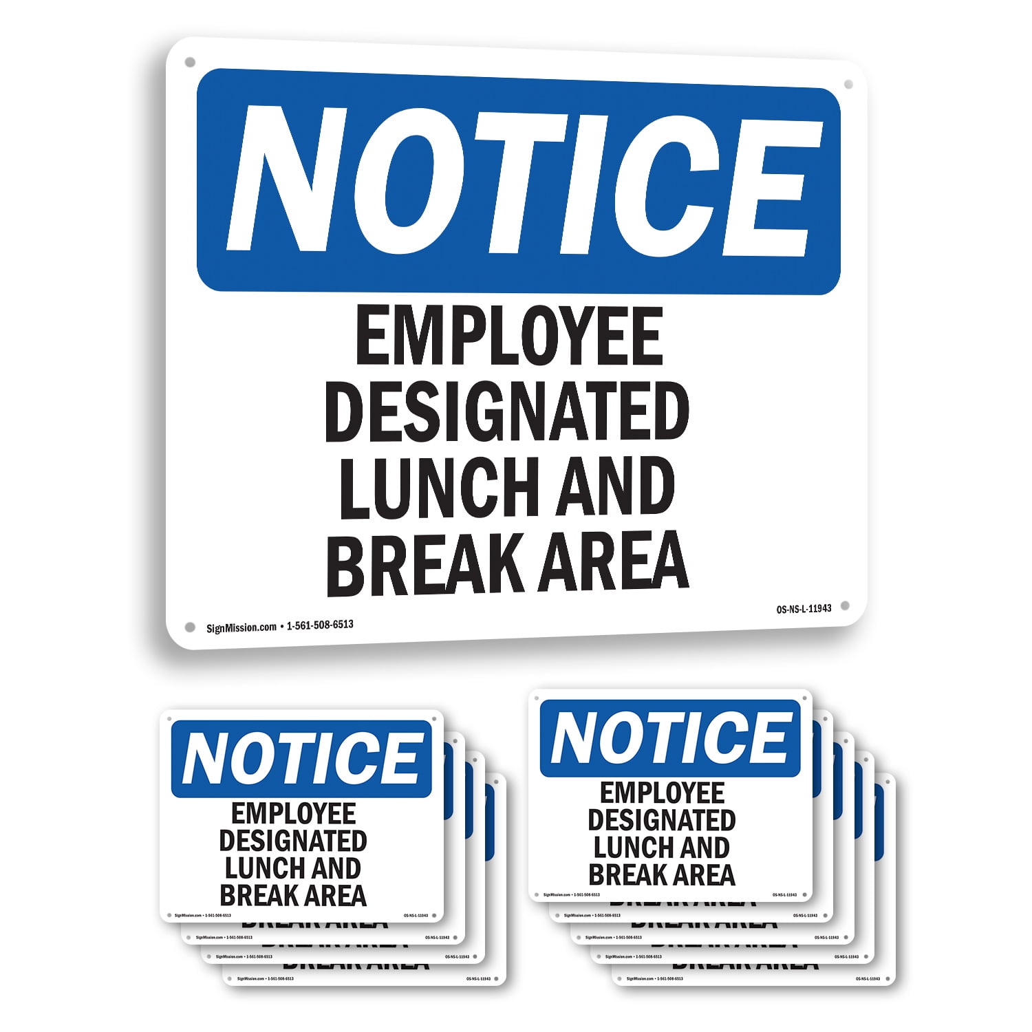 Employee Designated Lunch And Break Area OSHA Notice Rigid Plastic Sign ...
