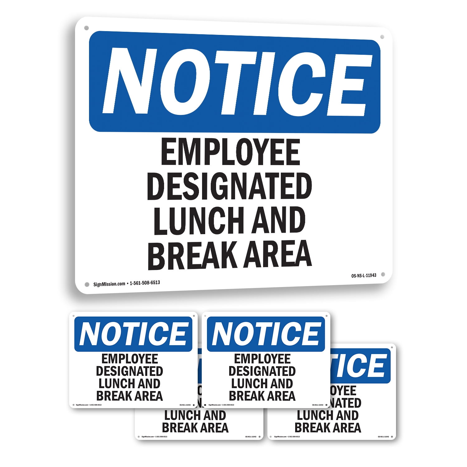 Employee Designated Lunch And Break Area OSHA Notice Rigid Plastic Sign ...