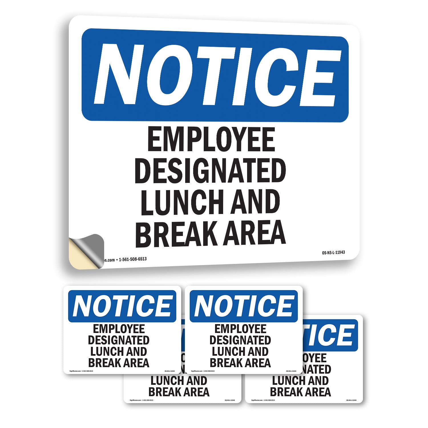 Employee Designated Lunch And Break Area OSHA Notice Vinyl Decal Label ...