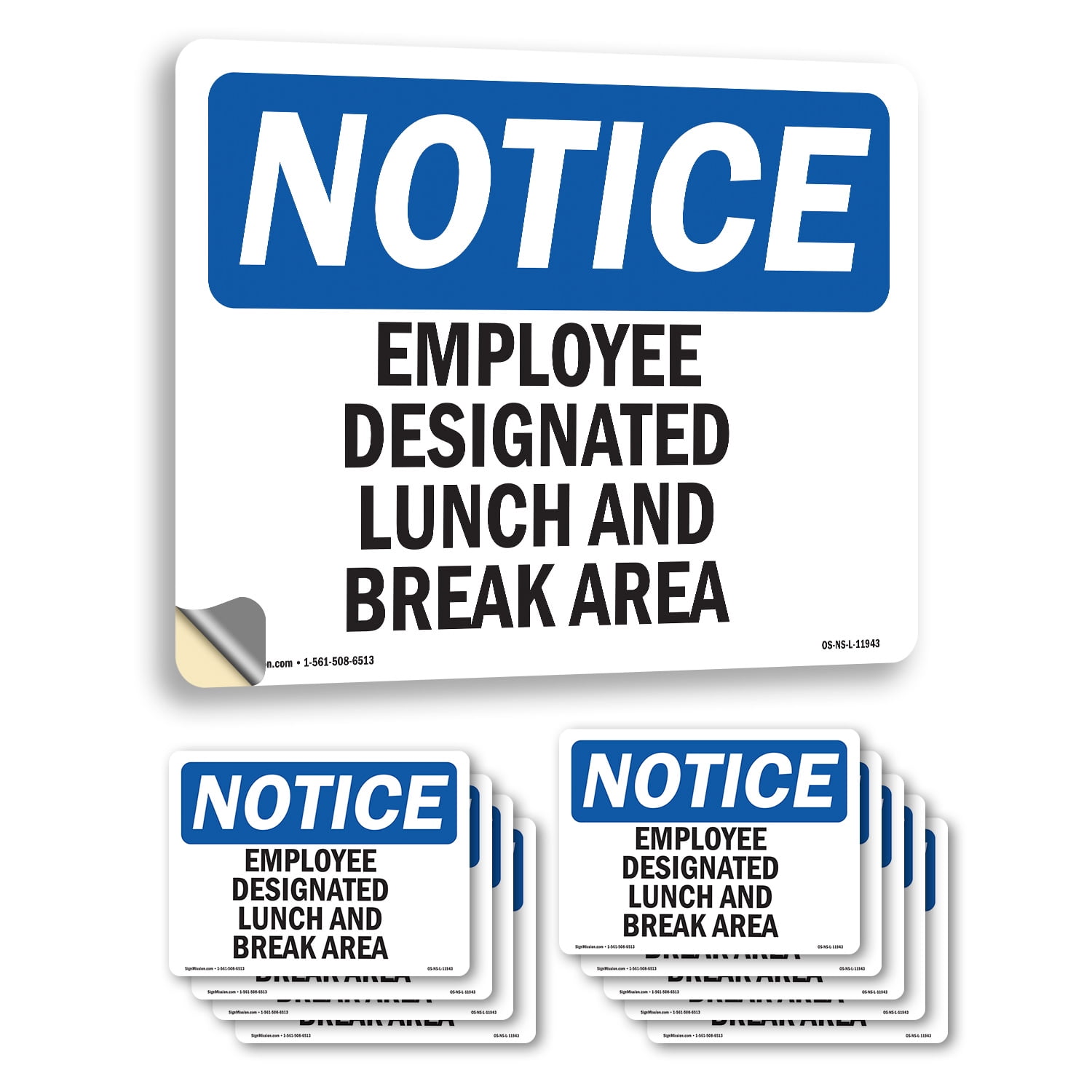 Employee Designated Lunch And Break Area OSHA Notice Vinyl Decal Label ...