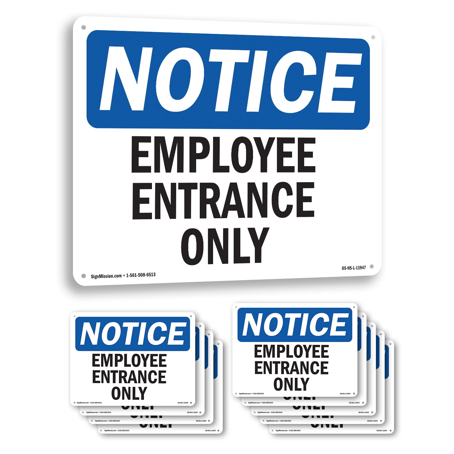 Employee Entrance Only OSHA Notice Aluminum Sign 10 Inch x 7 Inch - 10 ...
