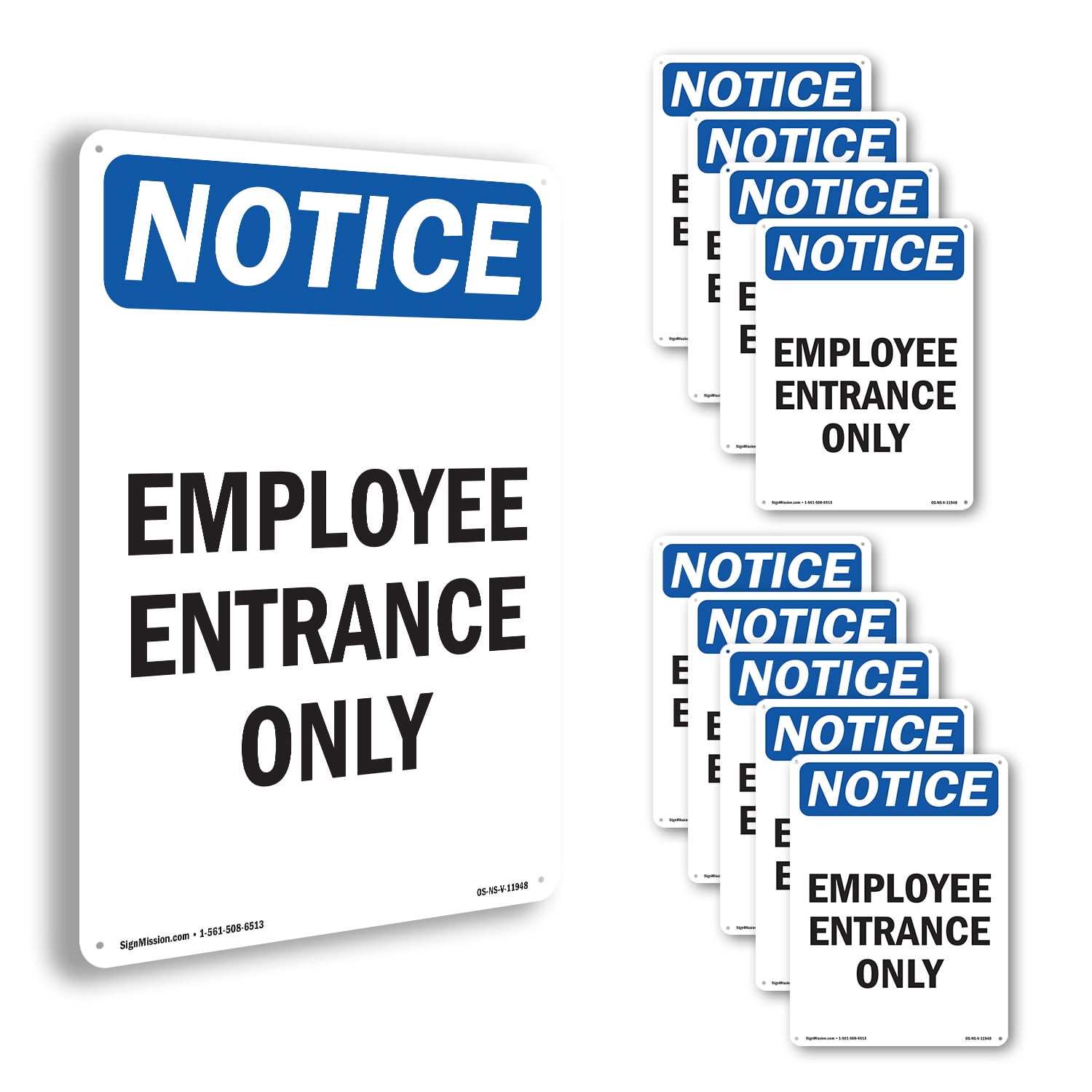 Employee Entrance Only OSHA Notice Rigid Plastic Sign 14 Inch x 10 Inch ...