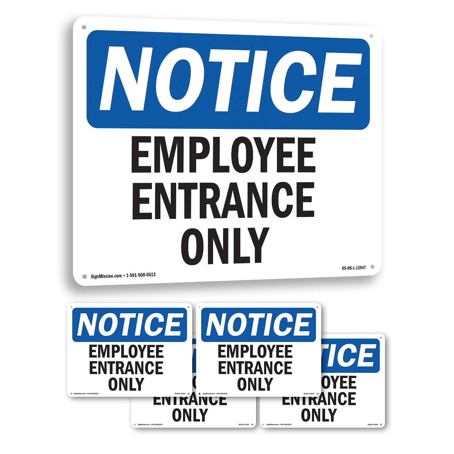 Employee Entrance Only OSHA Notice Rigid Plastic Sign 18 Inch x 12 Inch ...