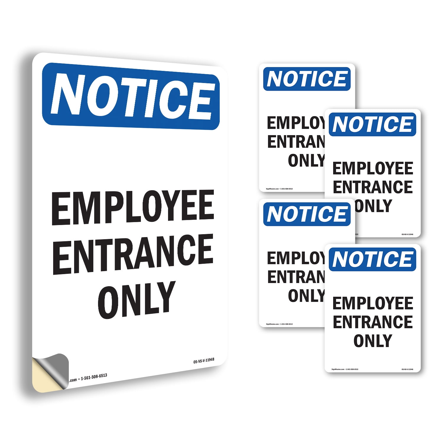 Employee Entrance Only OSHA Notice Vinyl Decal Label 10 Inch x 7 Inch ...