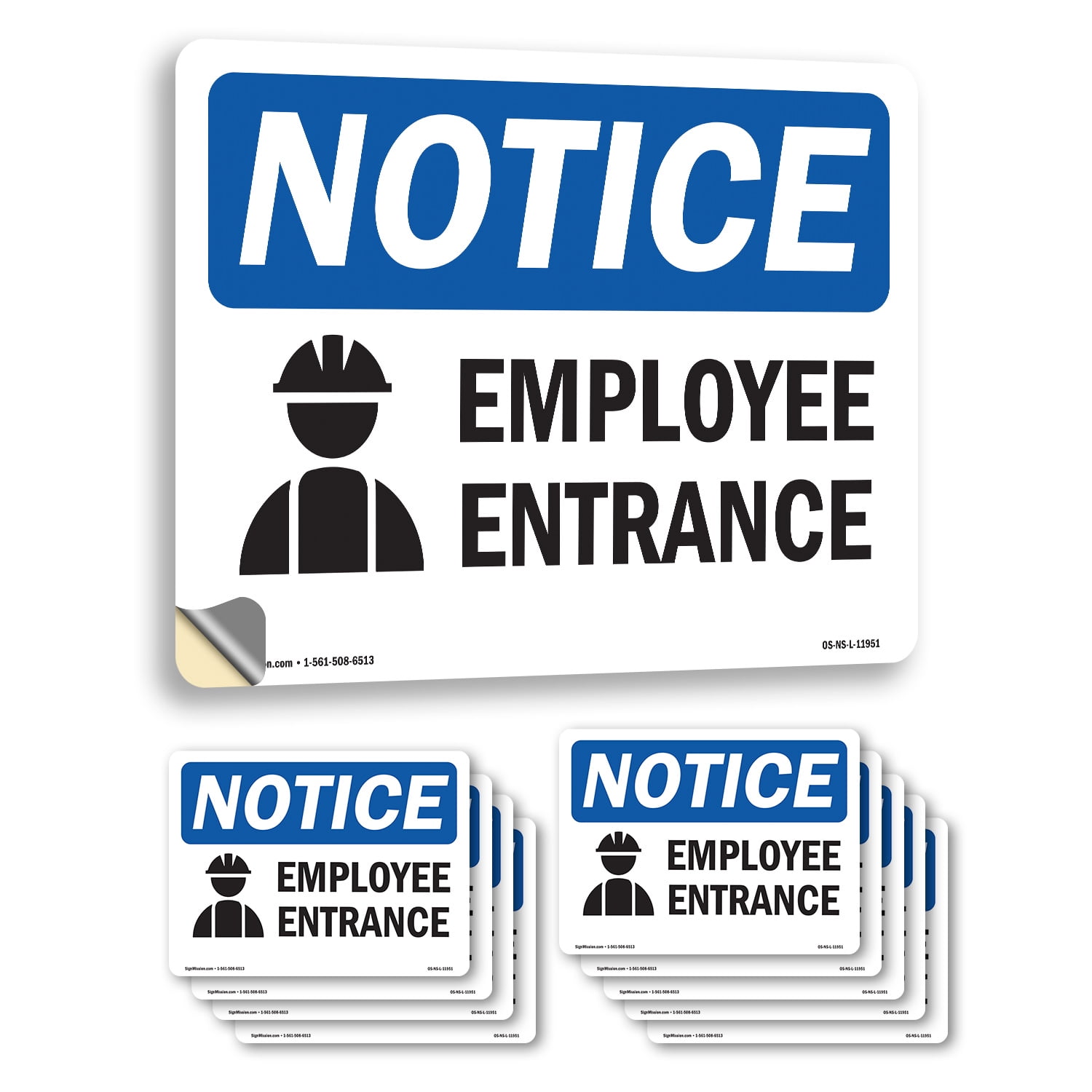Employee Entrance With Symbol OSHA Notice Vinyl Decal Label 5 Inch x 3. ...