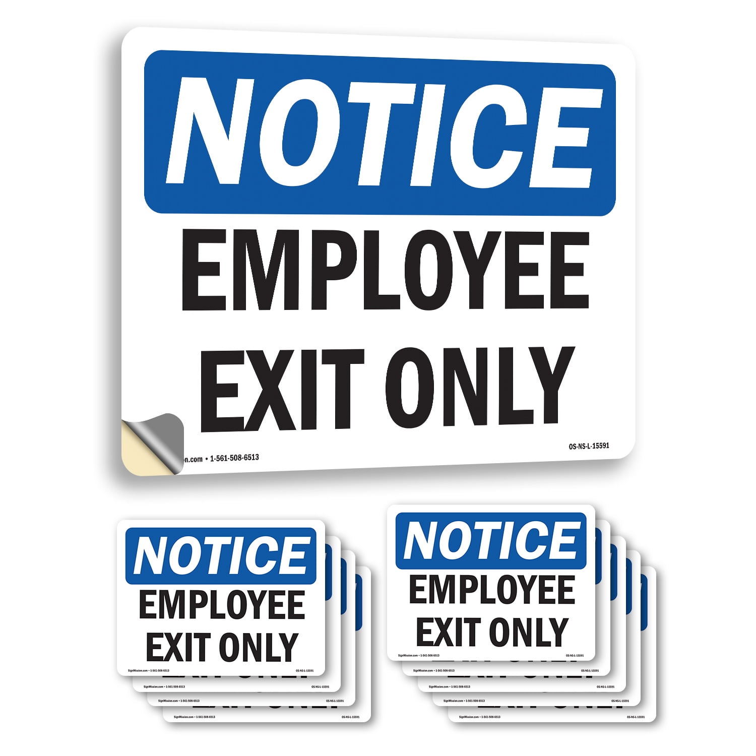 Employee Exit Only OSHA Notice Vinyl Decal Label 18 Inch x 12 Inch - 10 ...