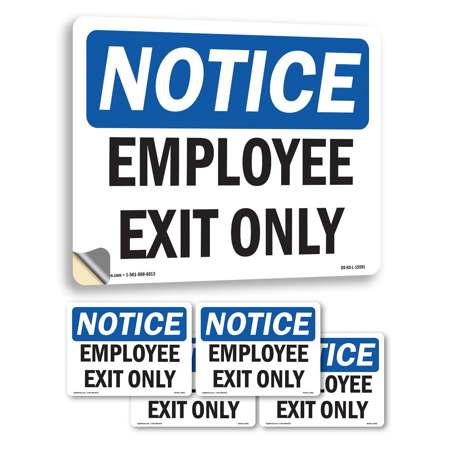 Employee Exit Only OSHA Notice Vinyl Decal Label 18 Inch x 12 Inch - 5 ...