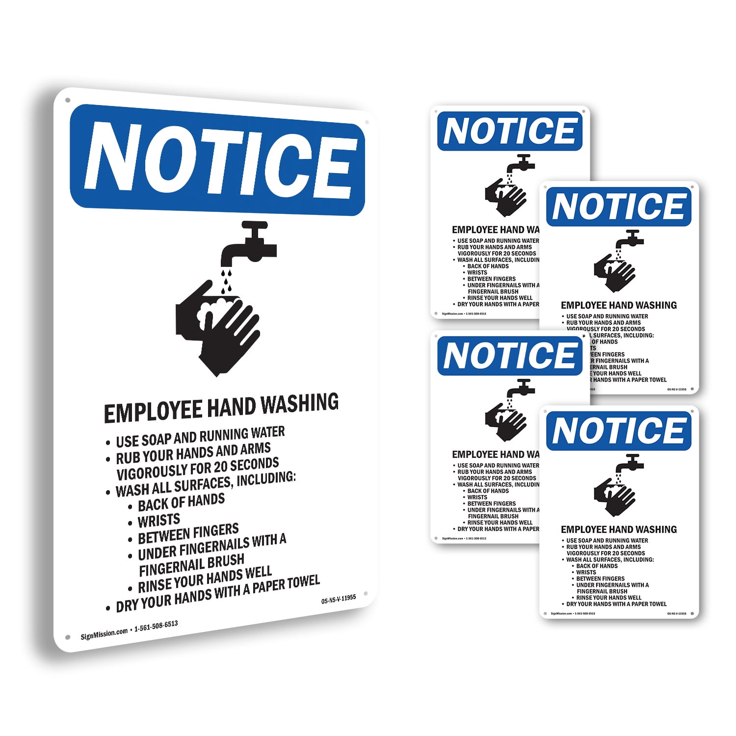 Employee Hand Washing OSHA Notice Aluminum Sign 10 Inch x 7 Inch - 5 ...
