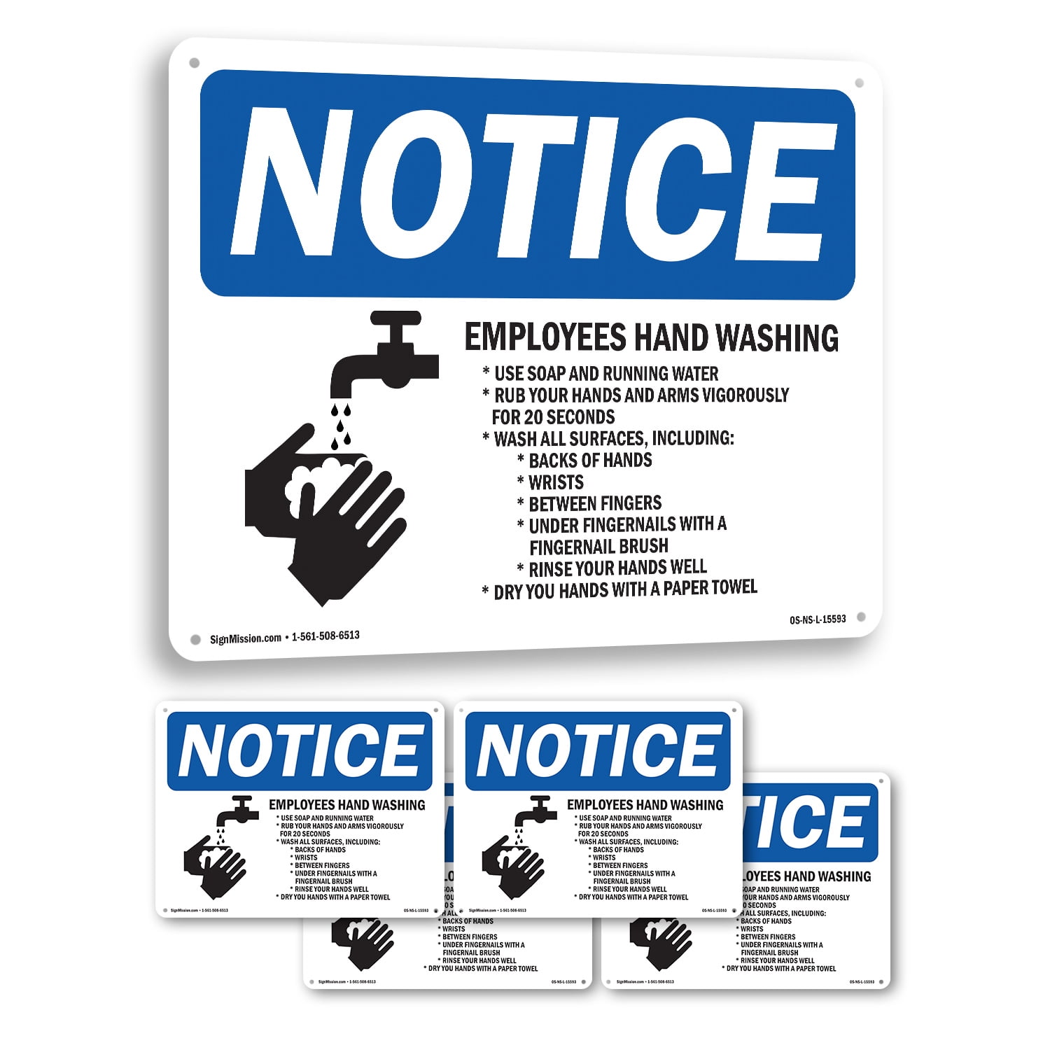 Employee Hand Washing OSHA Notice Aluminum Sign 24 Inch x 18 Inch - 5 ...