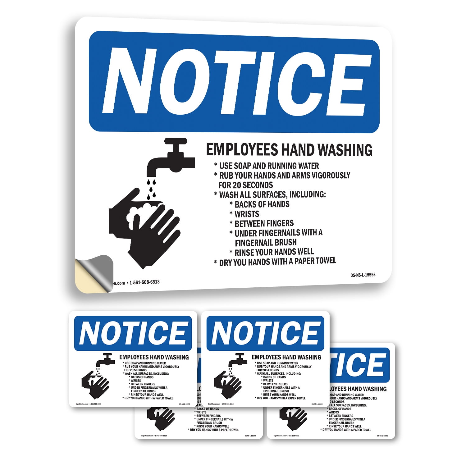 Employee Hand Washing OSHA Notice Vinyl Decal Label 5 Inch x 3.5 Inch ...